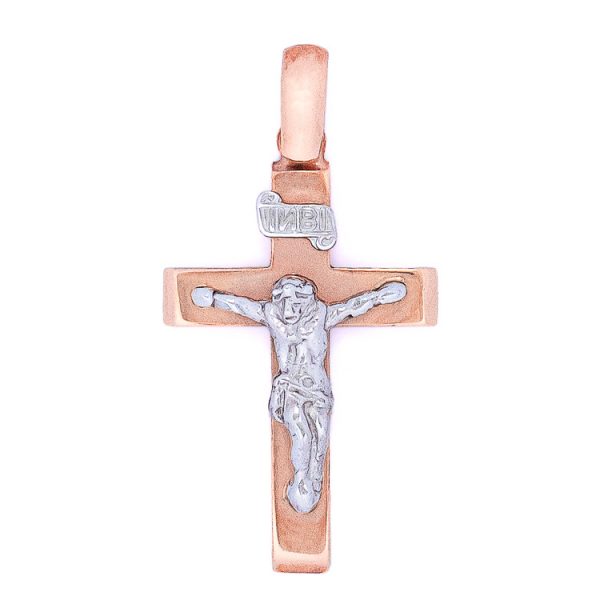 Rose & White Gold Cross with Jesus - Michalis Diamond Gallery