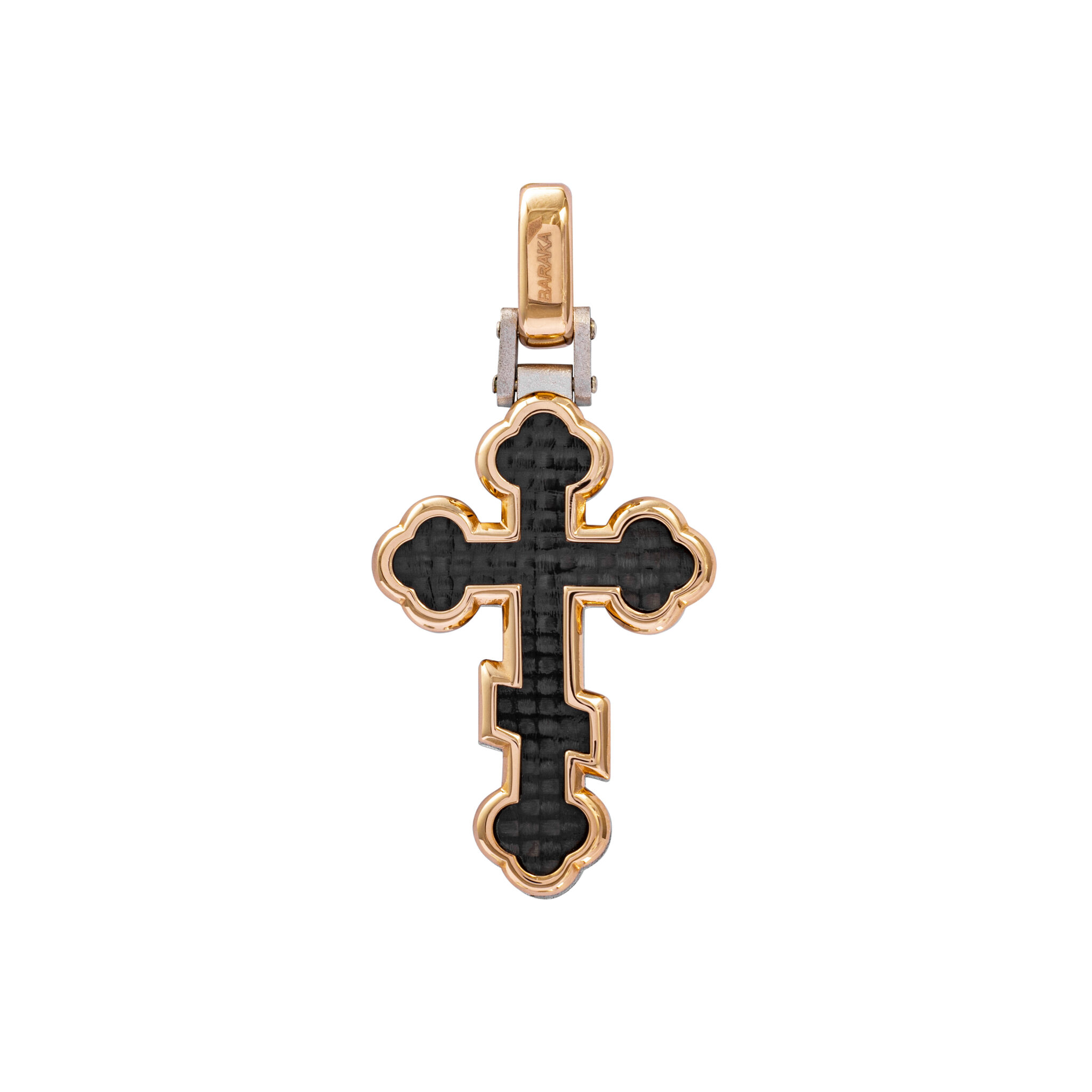 Baraka Cross in Silver, Rose Gold & Carbon fiber - Michalis Diamond Gallery